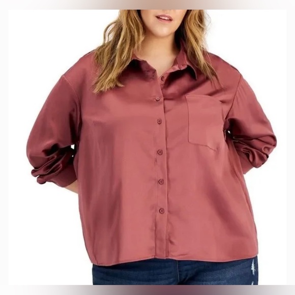 love, Fire | Tops | Plus Size Satin Button Down | Poshmark